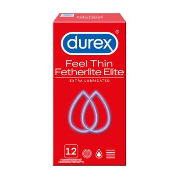 Durex Featherlite Elite, prezerwatywy ze środkiem nawilżającym, 12 szt ...