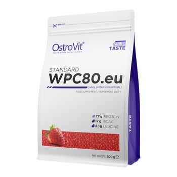 OstroVit WPC80.eu, smak truskawkowy, proszek, 900 g - aptelia.pl
