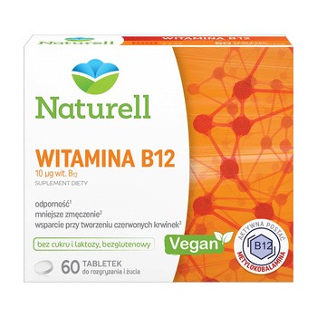 Naturell Witamina B12, 10 µg, tabletki do rozgryzania i żucia, 60 szt ...