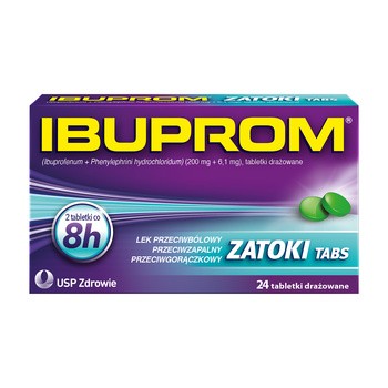 Ibuprom Zatoki Tabs, 200 mg+6,1 mg, tabletki drażowane, 24 szt ...